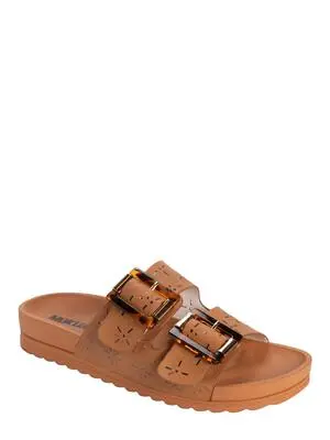 MUK LUKS Grand Cayman Slide Sandals With Adjustable Straps And Cushioned Footbed - Tan