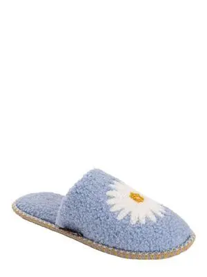 MUK LUKS Novelty Punch Needle Scuff Slipper Blue Daisy