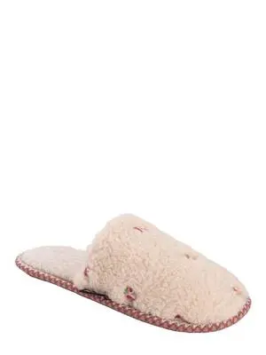 MUK LUKS Novelty Punch Needle Scuff Slipper - Cream Floral