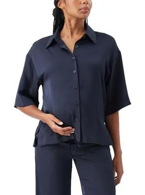 RIPE MATERNITY Tamara Satin Shirt - Midnight
