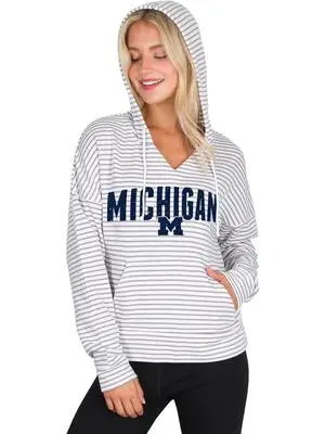 CONCEPTS SPORT Michigan Wolverines French Terry Striped Pullover Hoodie - White