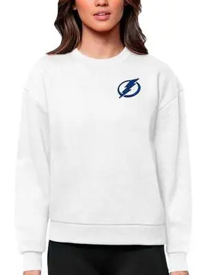 ANTIGUA Tampa Bay Lightning Primary Logo Victory Crewneck Pullover Sweatshirt - White