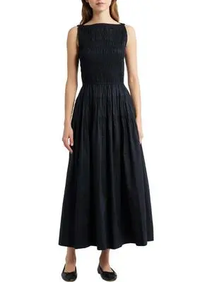 DÔEN Melie Boat Neck Midi Dress - Black