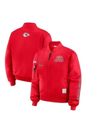 WEAR BY ERIN ANDREWS WEAR By Erin Andrews Kansas City Chiefs Patch Bomber Jacket Red