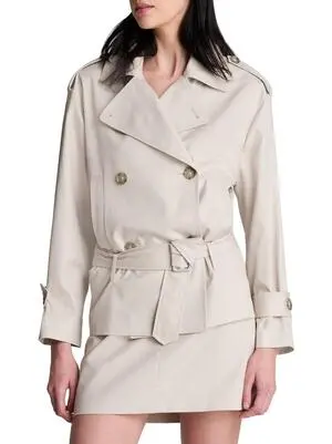 KENNETH COLE Double-breasted Short Trench Coat - Oxford Stone