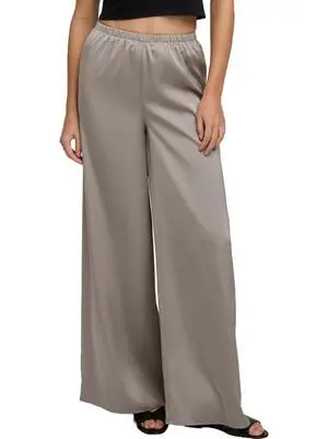 FAVORITE DAUGHTER Satin Wide Leg Pants - Soft Taupe