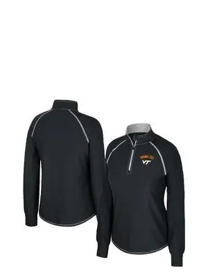 COLOSSEUM Virginia Tech Hokies Raglan Quarter-zip Top - Black
