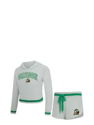 CONCEPTS SPORT Oregon Ducks Whitley Long Sleeve Hoodie Top & Shorts Set - Gray