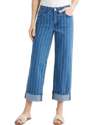 CITY BLUES Five-pocket Cuffed Straight Leg Jeans - Indigo