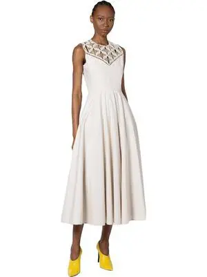 ROKSANDA Helin Cotton Fit And Flare Macrame Dress