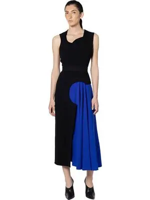 ROKSANDA Saro Fit And Flare Dress - Black/persian Blue