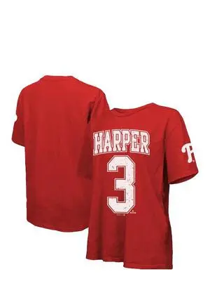 MAJESTIC THREADS Bryce Harper Philadelphia Phillies Oversized Name & Number T-shirt - Red