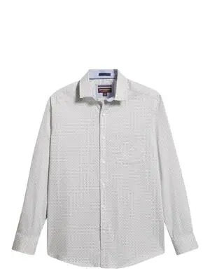 Johnston & Murphy Logan Print Button-up Shirt - Sage Tile