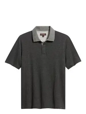 Johnston & Murphy Tonal Bird's Eye Polo - Charcoal Birdseye