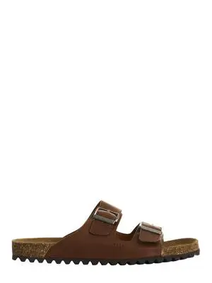 VELEZ Genuine Leather Sandals With Buckle Detail