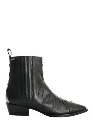 VELEZ Leather Western Ankle Boots