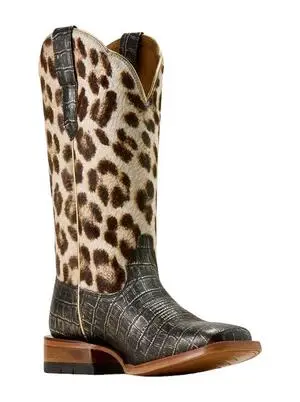 Ariat Frontier Farrah Wide Square Toe Western Boot - Midnight Croc Print