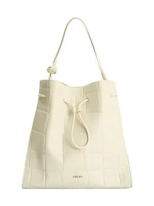 VELEZ Embossed Leather Shopper Tote Bag - White