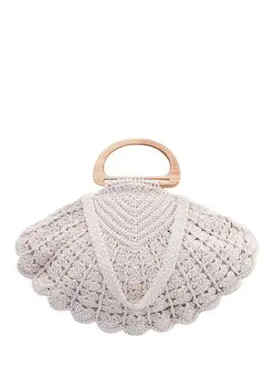 Nina Unity Crochet Shell Clutch - Ivory