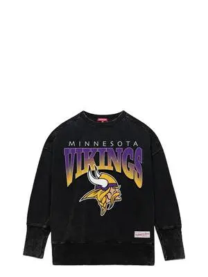 Mitchell & Ness Minnesota Vikings Delineate Mineral Wash Crewneck Sweatshirt - Black
