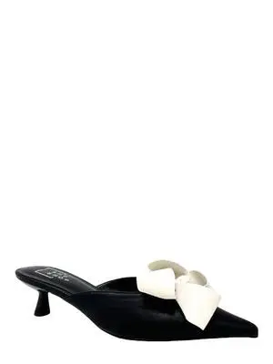 SHU SHOP Nell Pointed Toe Kitten Heel Mule - Black And White