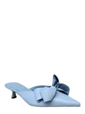 SHU SHOP Nell Pointed Toe Kitten Heel Mule - Light Blue