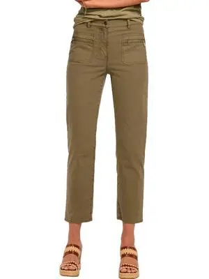 Ramy Brook Stretch Cotton Twill Ankle Pants - Safari Green