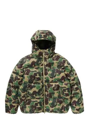 A BATHING APE Camo Down Jacket - Green