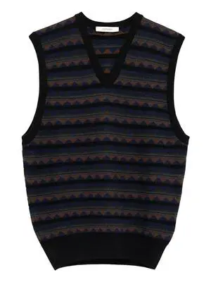 LEMAIRE V-neck Jacquard Vest - Black