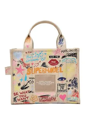 Marc Jacobs Punk Scribble Canvas Small Tote - Tan
