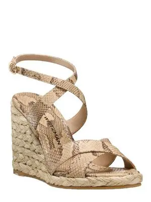 STUART WEITZMAN Alyssa Ankle Strap Wedge Sandals - Adobe Beige