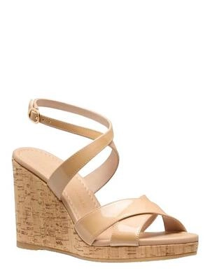 STUART WEITZMAN Alyssa Ankle Strap Wedge Sandals - Adobe