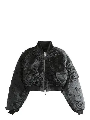 Cecilie Bahnsen X Alpha Industries Laser Cut Bomber Jacket - Black