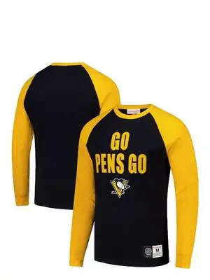 Mitchell & Ness Gold Pittsburgh Penguins Legendary Slub Raglan Long Sleeve T-shirt - Black
