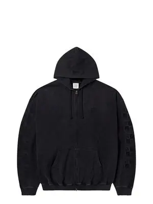 Vetements Embroidered Zip-up Hoodie - Black