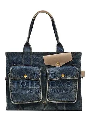 Marc Jacobs Large Denim And Suede Tote - Blue