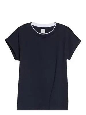 Eleventy Layered Crewneck T-shirt - 11-01 Blue/white