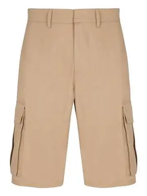 Balmain Cotton Canvas Cargo Bermuda Shorts - Beige