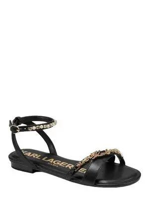 Karl Lagerfeld Paris Ankle Strap Sandal - Black