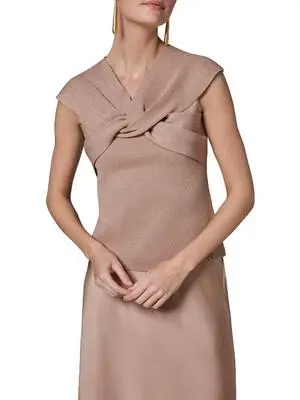 Donna Karan New York Crisscross Metallic Tank - Umbria Rose Gold