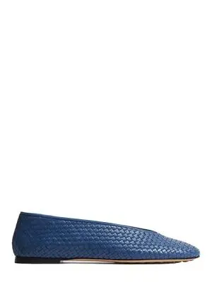BOTTEGA  VENETA Woven Leather Ballerina - Blu Venezia