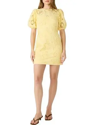 Steve Madden Elly Embroidered Minidress - Pale Yellow