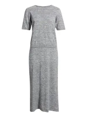 Free People Isabella Linen Blend Knit Sweater & Maxi Skirt Set - Steel Grey Combo