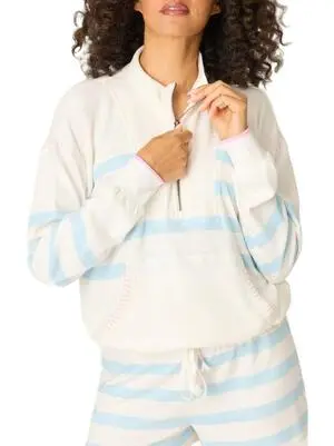 PJ Salvage Pupcation Palms Quarter Zip Pullover - Ivory