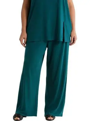 Eileen Fisher Ribbed Wide-leg Pants - Kelp