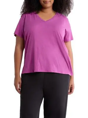 Eileen Fisher Organic Cotton V-neck T-shirt - Grape