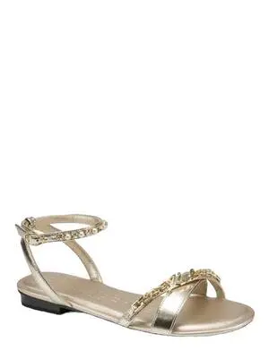 Karl Lagerfeld Paris Ankle Strap Sandal - White Gold