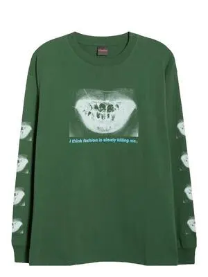PLEASURES Decay Graphic Print Long Sleeve T-shirt - Forest
