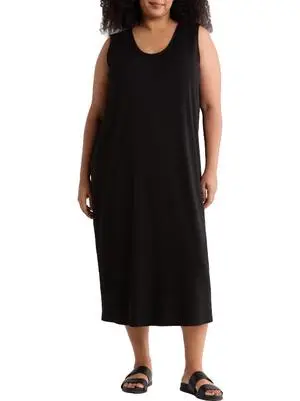 Eileen Fisher Rib Knit Tank Midi Dress - Black