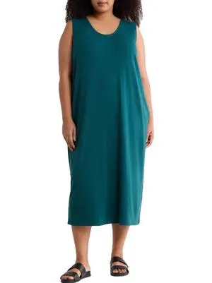 Eileen Fisher Rib Knit Tank Midi Dress - Kelp